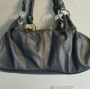 Nine West | Bags | Metallic Gun Metal Gray Leather Hand Bag | Poshmark